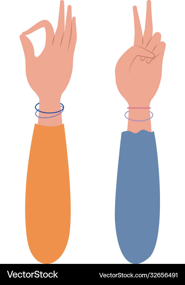 Peace love and okey hand design Royalty Free Vector Image