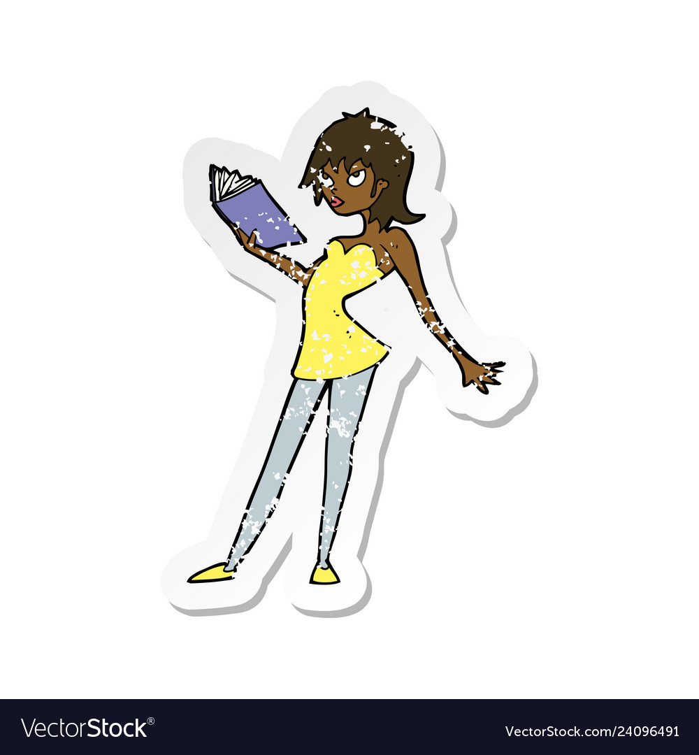 Retro distressed sticker of a cartoon woman Vector Image