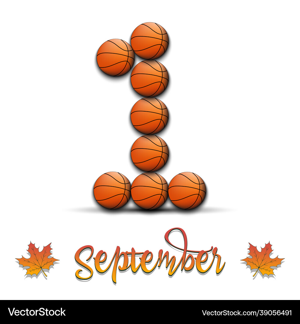 September 1 from basketball balls Royalty Free Vector Image