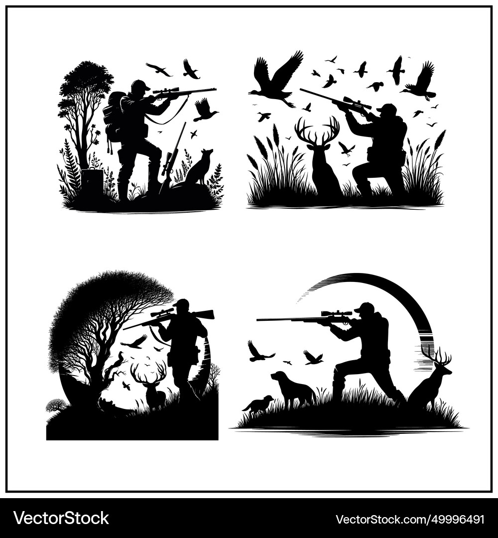 Silhouette of hunting Royalty Free Vector Image