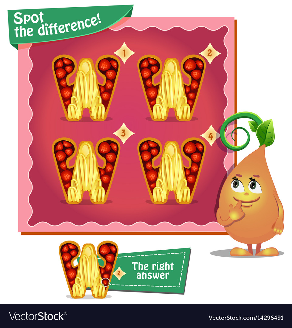 Spot the difference letters w Royalty Free Vector Image Spot the difference letters w Royalty Free Vector Image