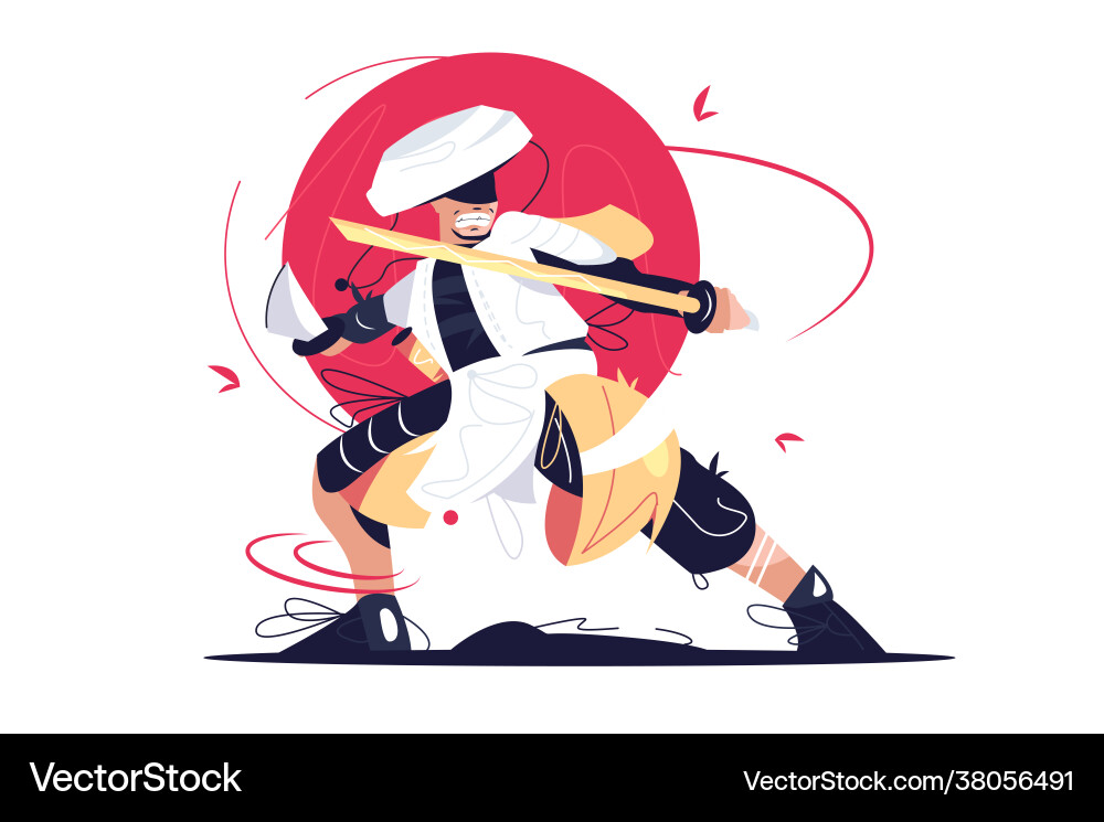 Trained japanese samurai soldier in outfit Vector Image