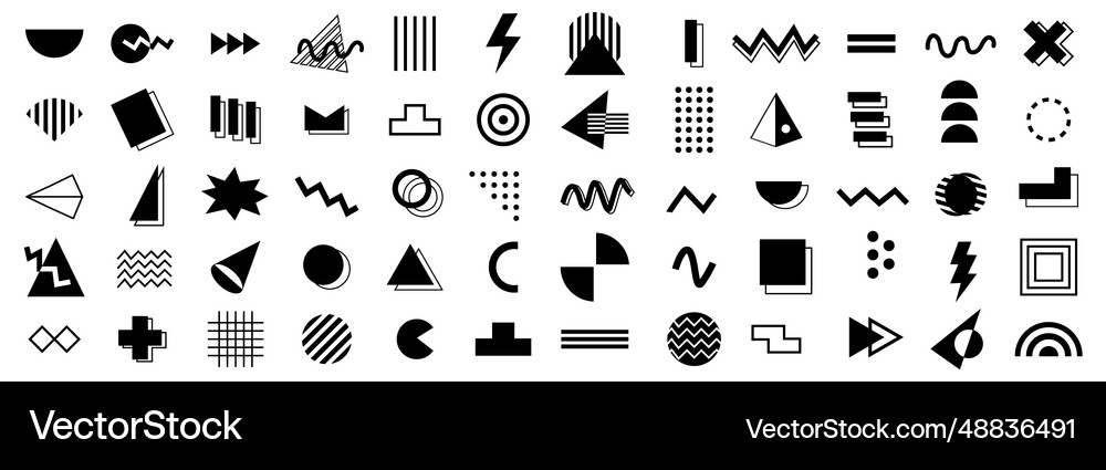 Trendy geometric shapes set retro 1990s Royalty Free Vector