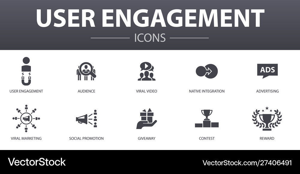 User engagement simple concept icons set contains Vector Image