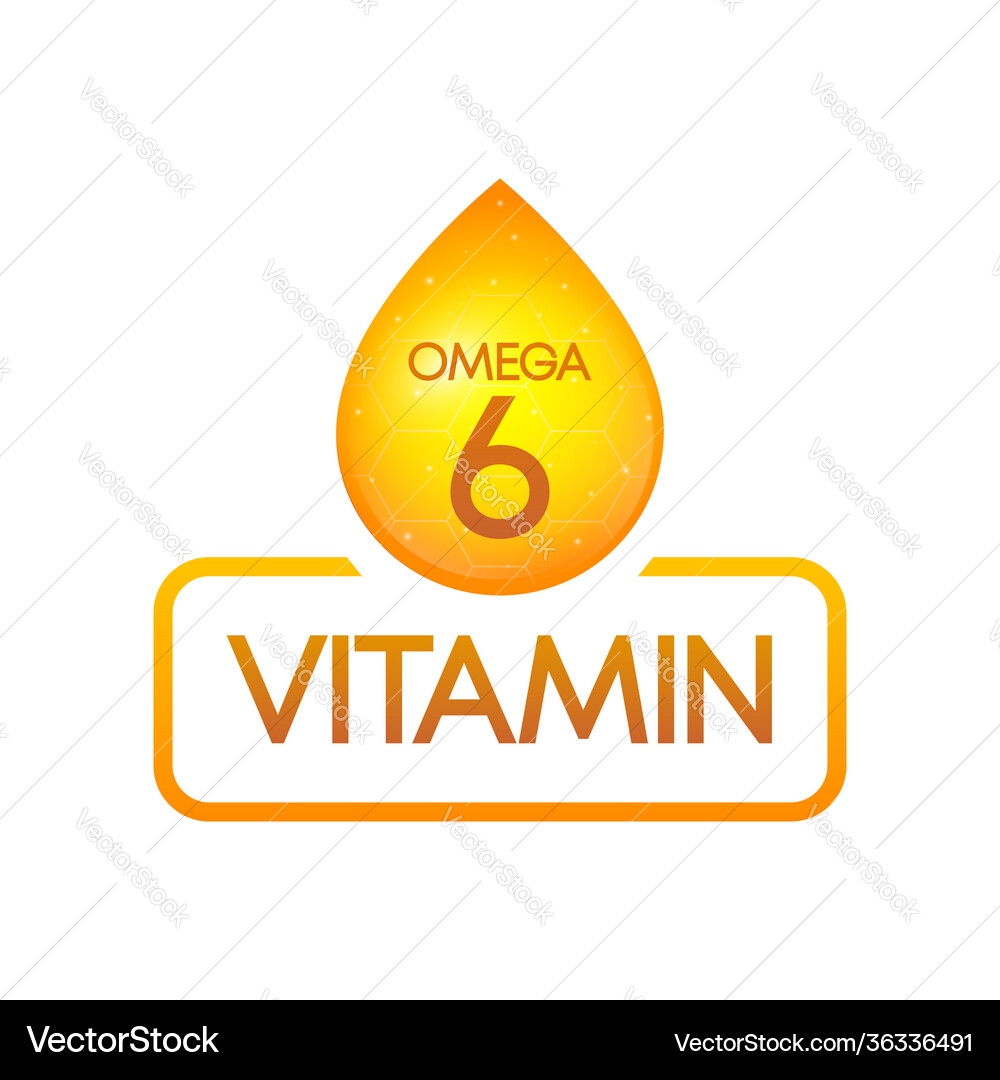 Vitamin omega 6 drop banner isolated on white Vector Image