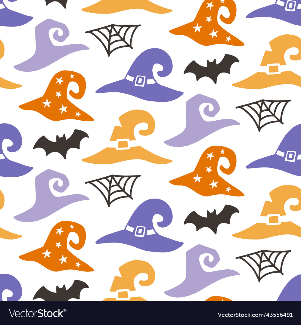 Witch hats halloween cute seamless pattern Vector Image
