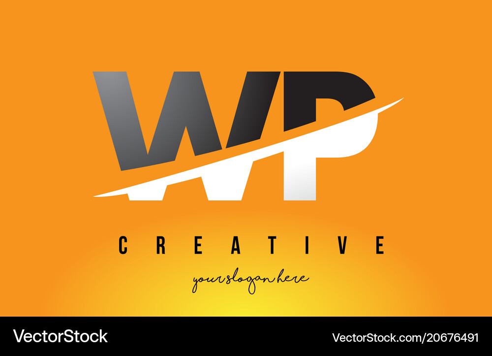 Wp w p letter modern logo design with yellow Vector Image