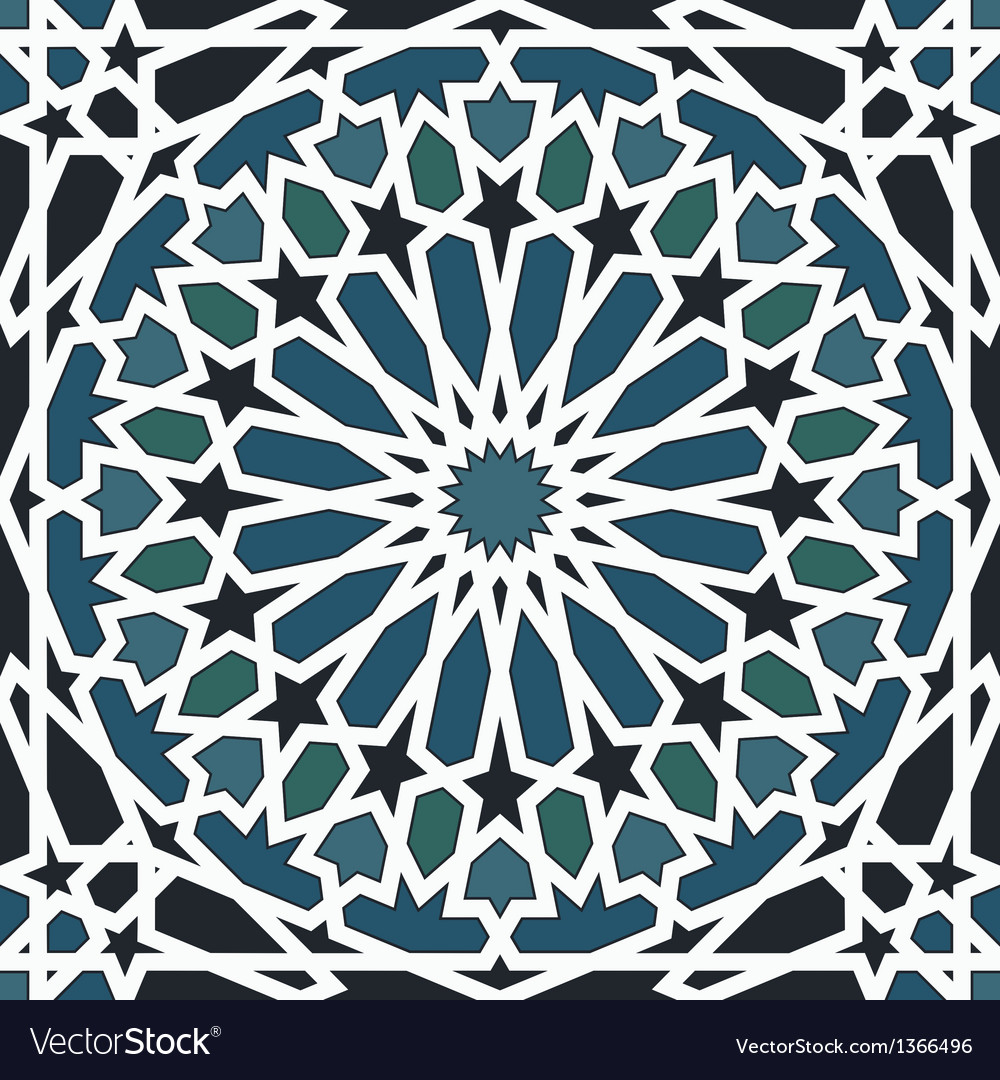 Arabesque seamless pattern in blue and black Vector Image Arabesque seamless pattern in blue and black Vector Image