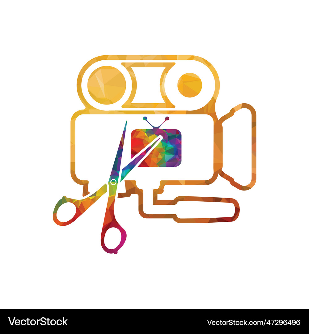 Cinematography logo video camera with tv Vector Image