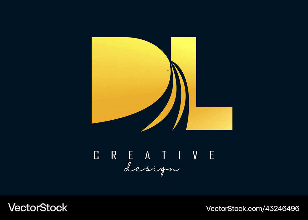 Creative golden letters dl d l logo with leading Vector Image
