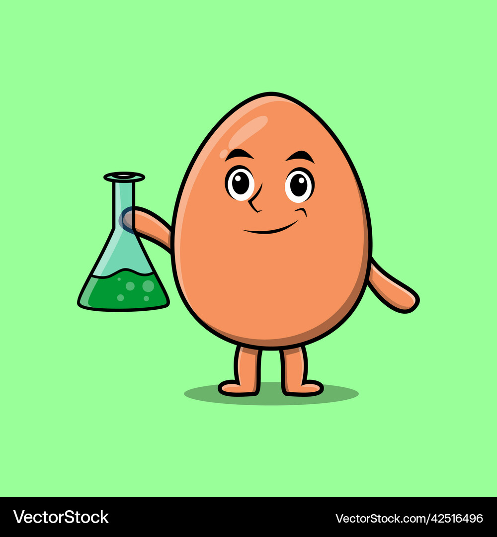 Cute cartoon brown egg as scientist Royalty Free Vector