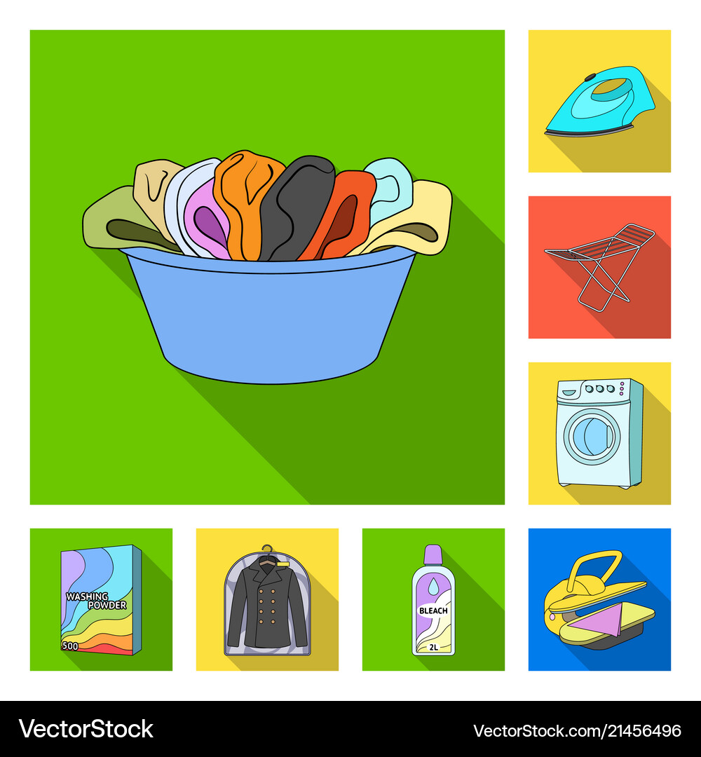 Dry cleaning equipment flat icons in set Vector Image