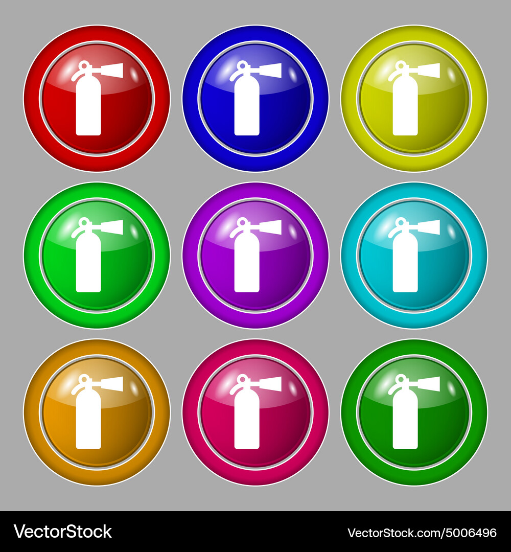 Fire extinguisher icon sign symbol on nine round Vector Image