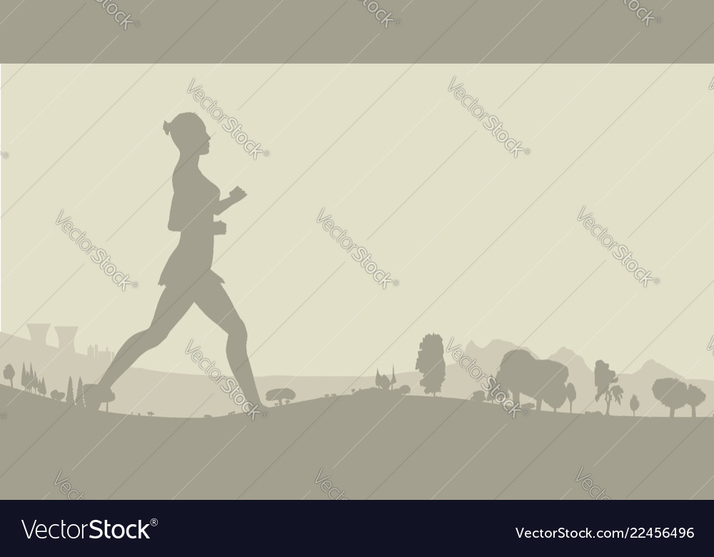 Jogger with wooded background Royalty Free Vector Image