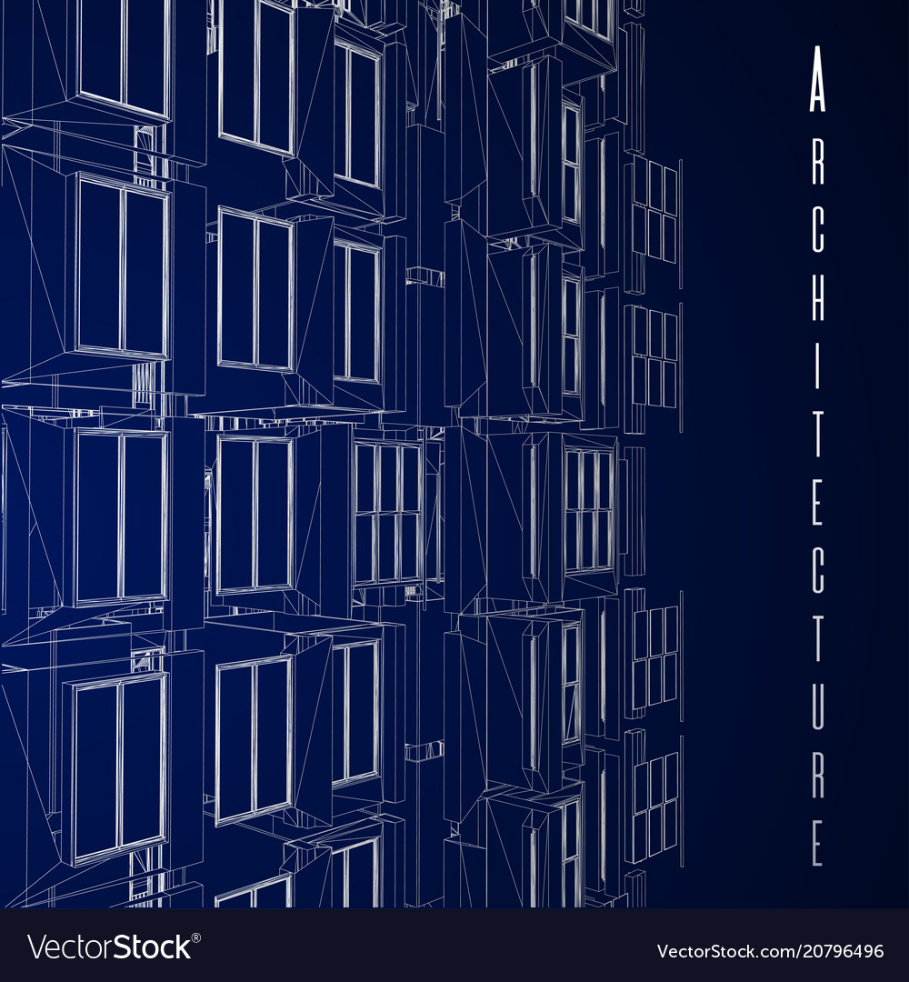 Modern Architecture Wireframe Concept Urban Vector Image