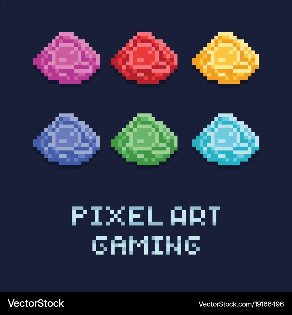 Pixel art style set of ore Royalty Free Vector Image