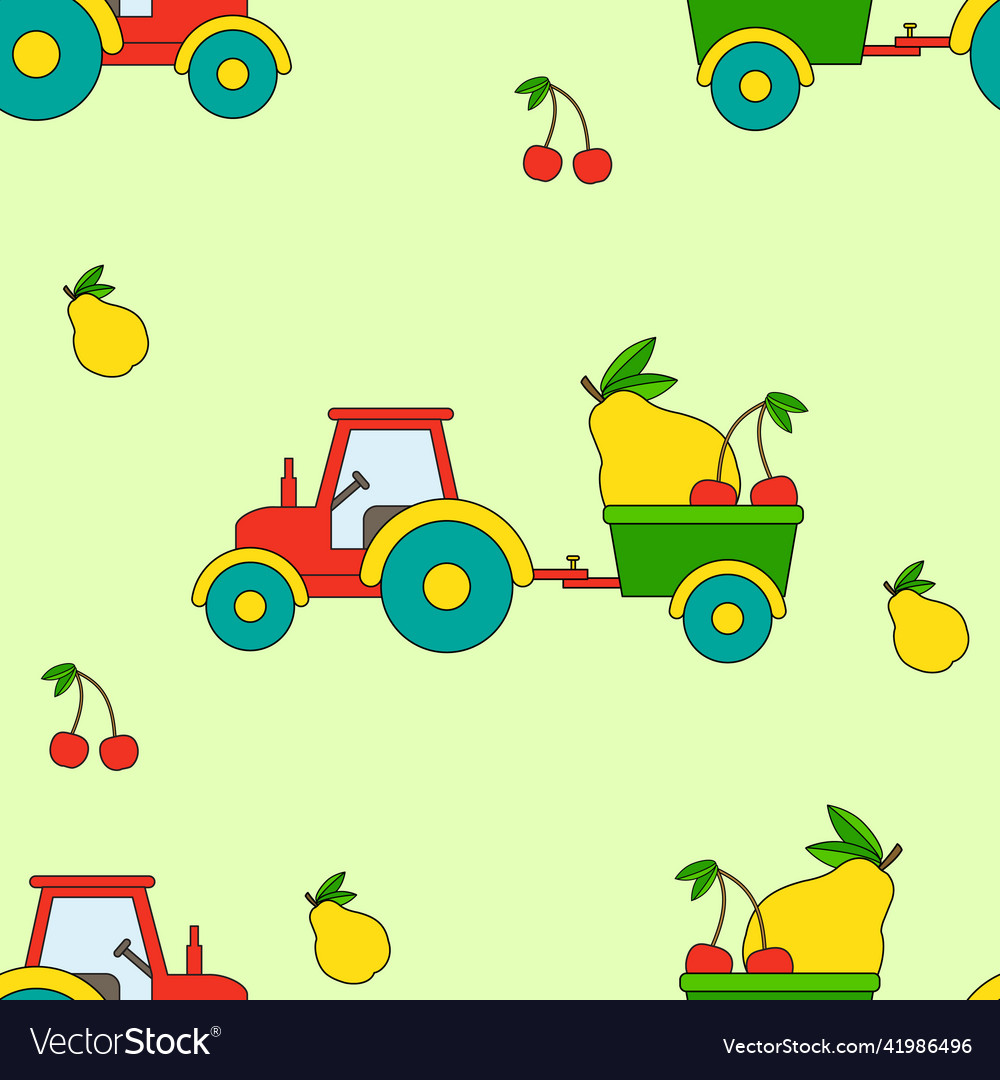 Seamless pattern with tractor Royalty Free Vector Image