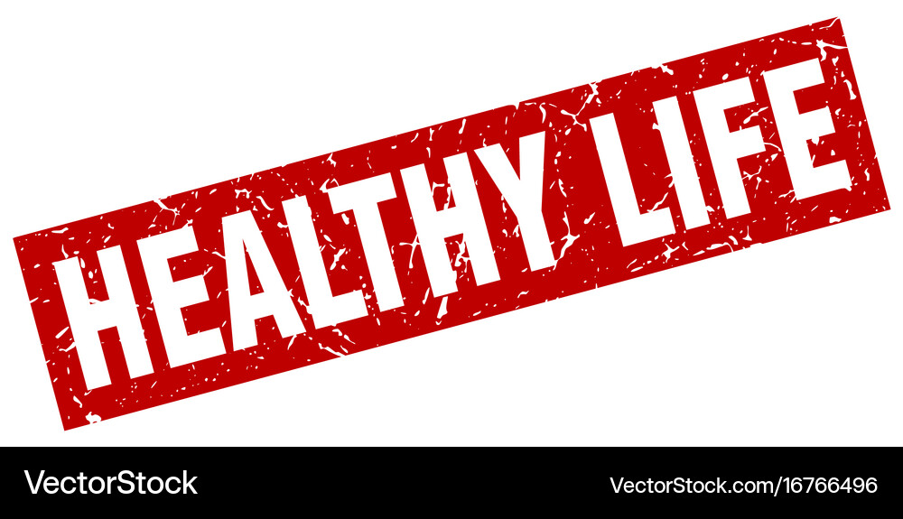 Square grunge red healthy life stamp Royalty Free Vector