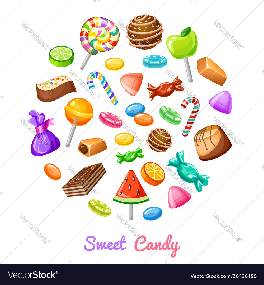 Sweet candy composition Royalty Free Vector Image