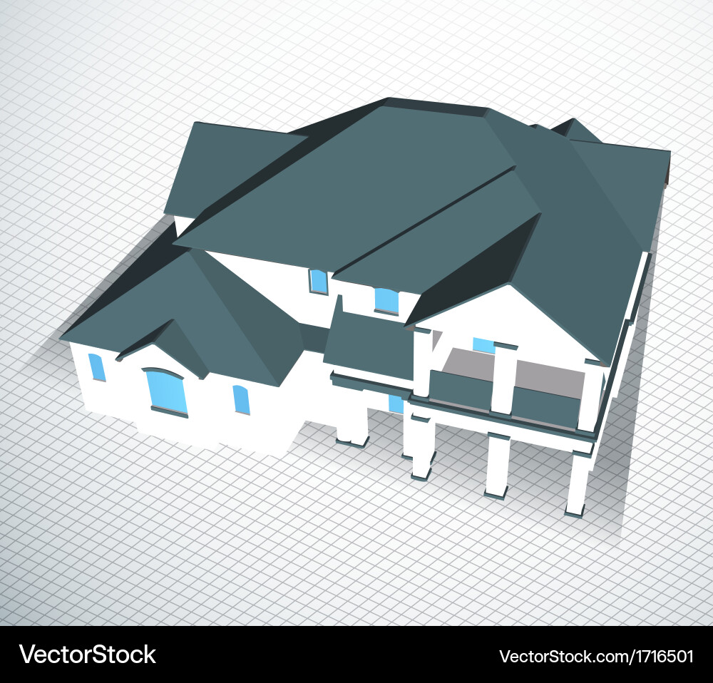Architectural house technical draw Royalty Free Vector Image