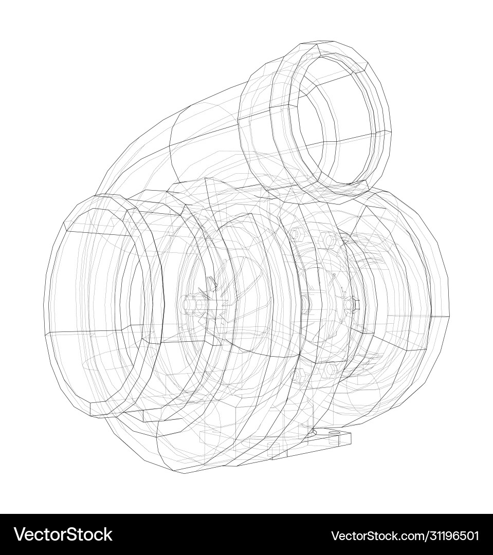 Automobile turbocharger concept outline Royalty Free Vector