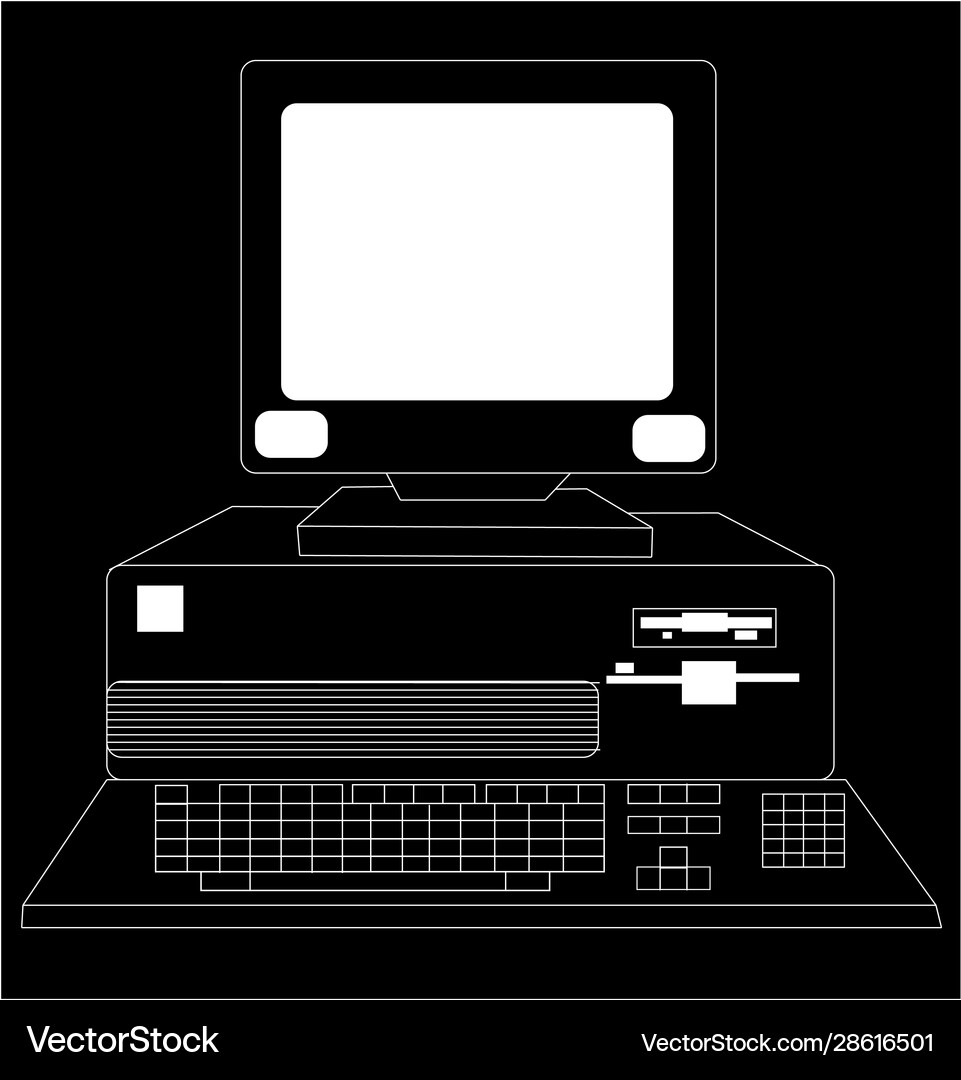 Black and white retro vintage old computer Vector Image
