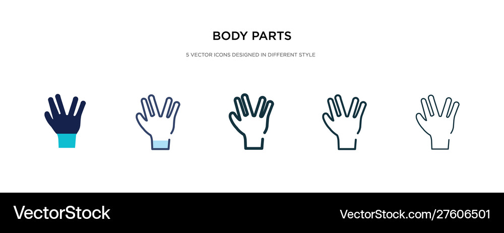 Body parts icon in different style two colored Vector Image