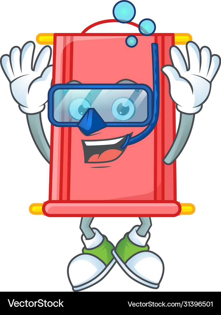 Cartoon chinese red scroll wearing diving glasses Vector Image
