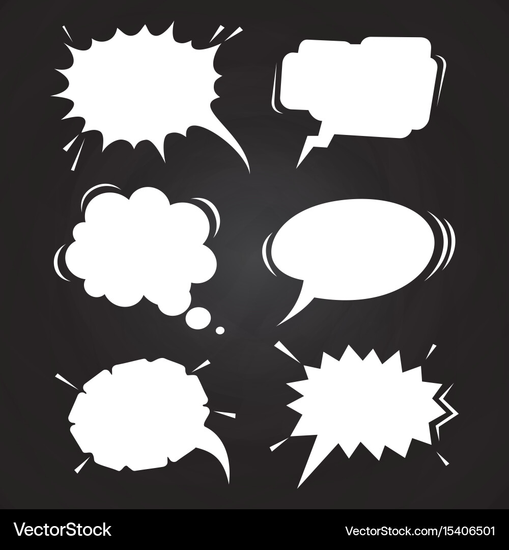 Cartoon speech balloons collection on chalkboard Vector Image