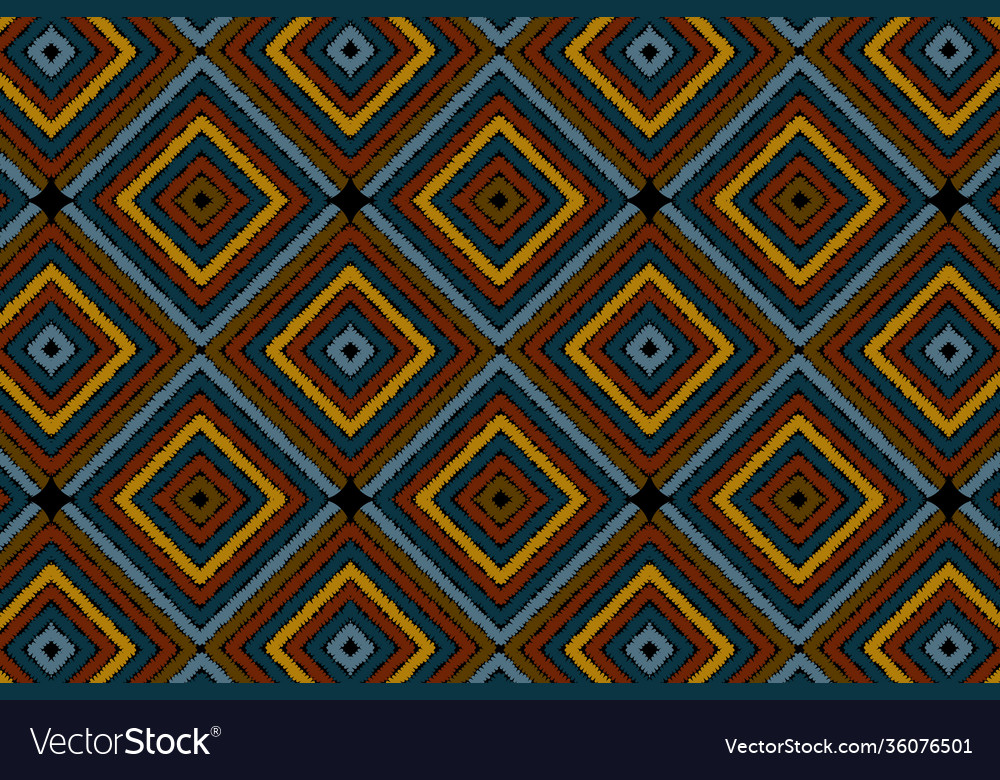 Geometric seamless embroidered pattern Royalty Free Vector