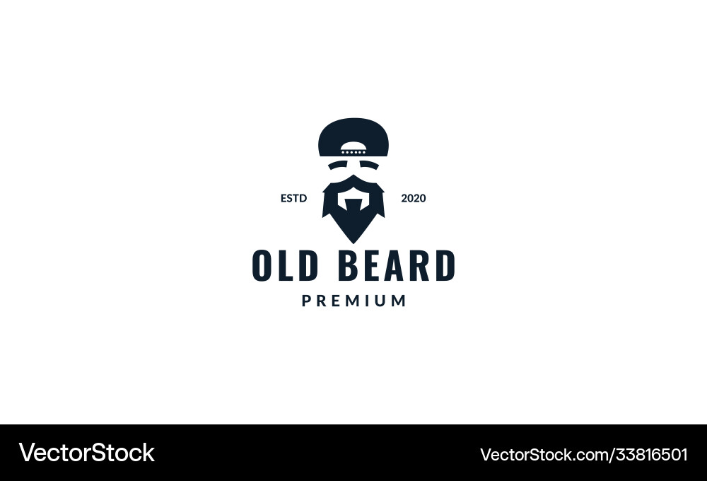 Masculine beard with hat logo design vintage or Vector Image