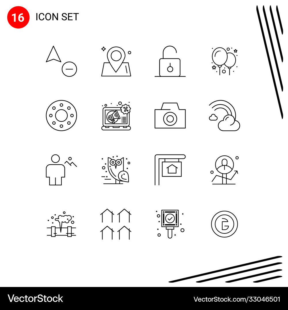 Modern set 16 outlines and symbols Royalty Free Vector Image