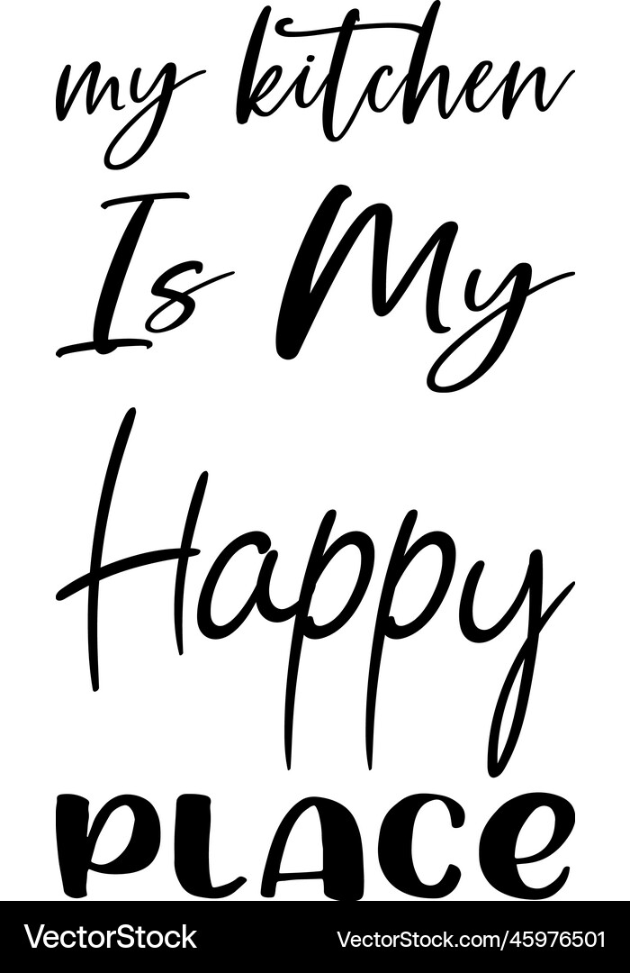 My kitchen is happy place letter quote Royalty Free Vector