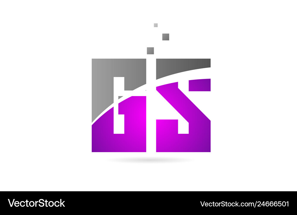 Pink grey alphabet letter combination gs g s Vector Image