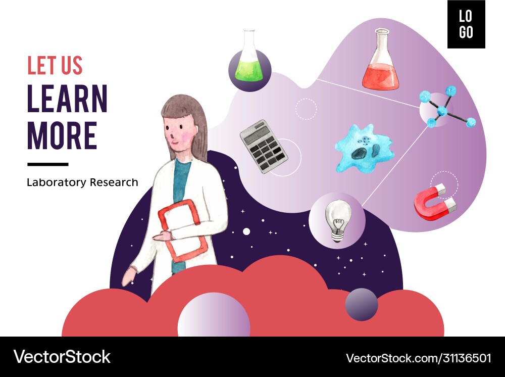 Science frame design with woman magnet glass Vector Image