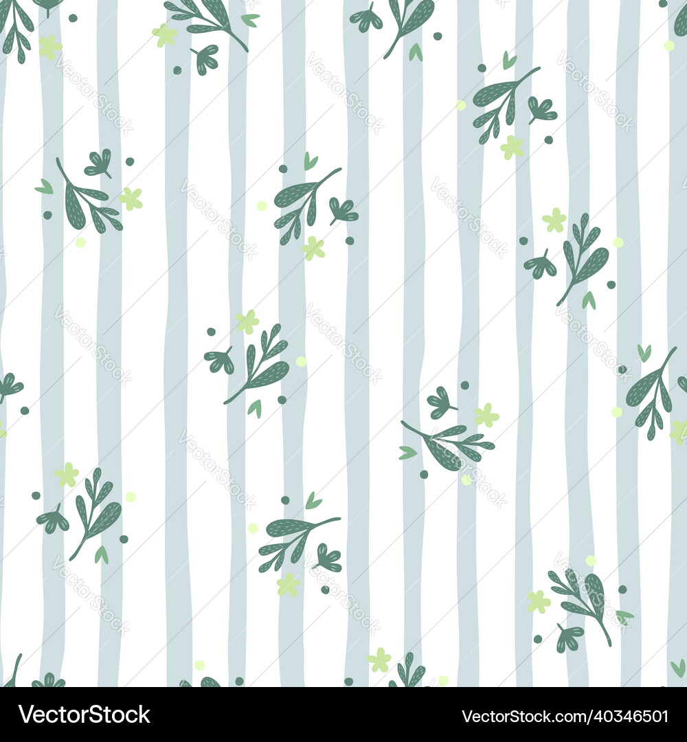 Small flowers and leaf seamless pattern on stripe Vector Image
