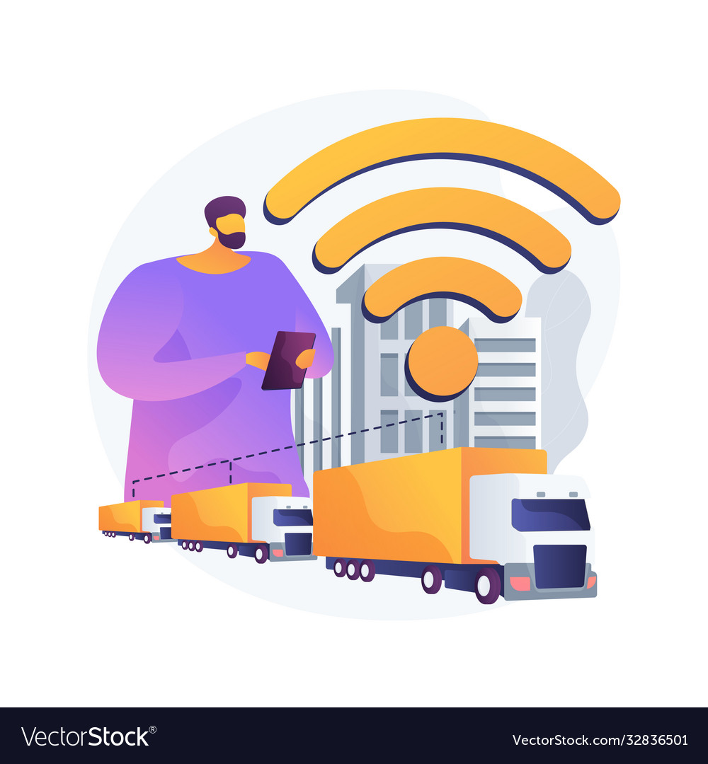 Truck platooning abstract concept Royalty Free Vector Image Truck platooning abstract concept Royalty Free Vector Image