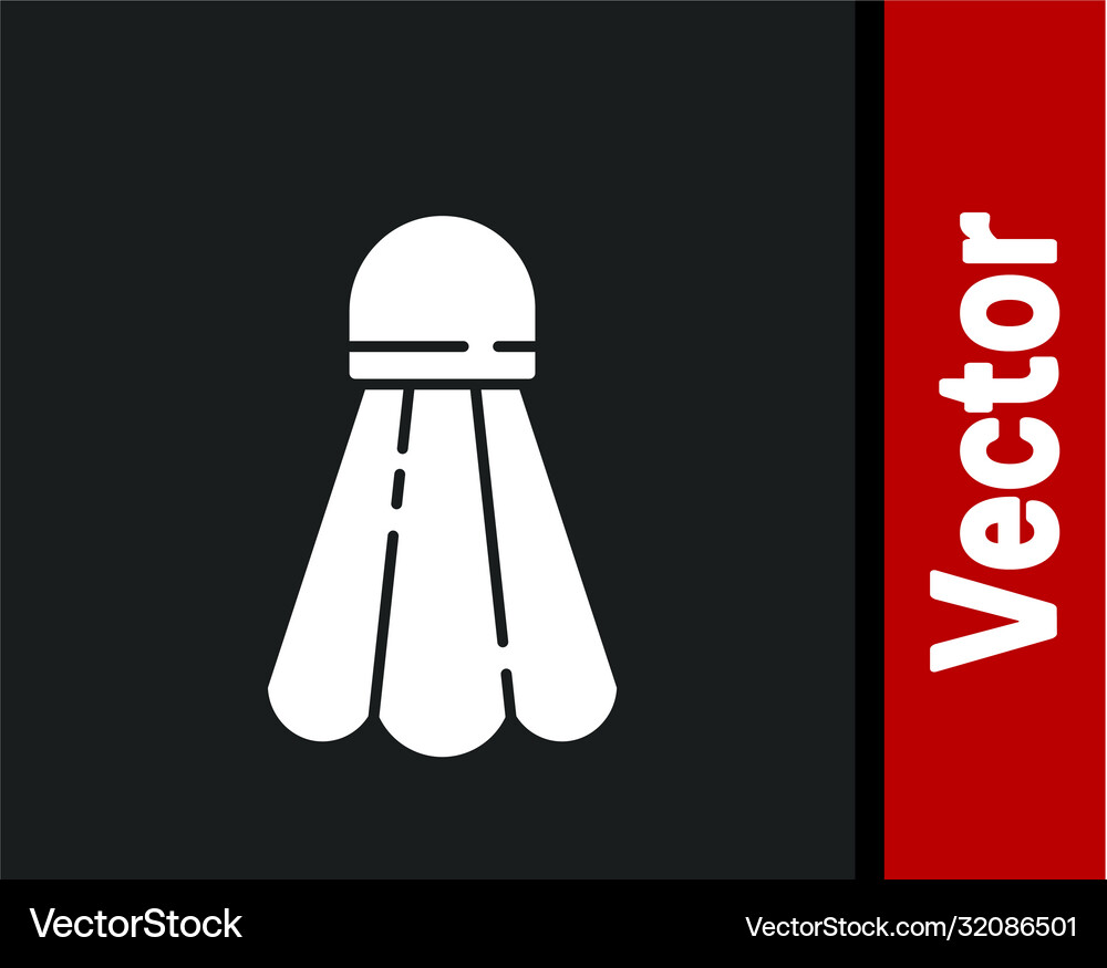 White badminton shuttlecock icon isolated on black