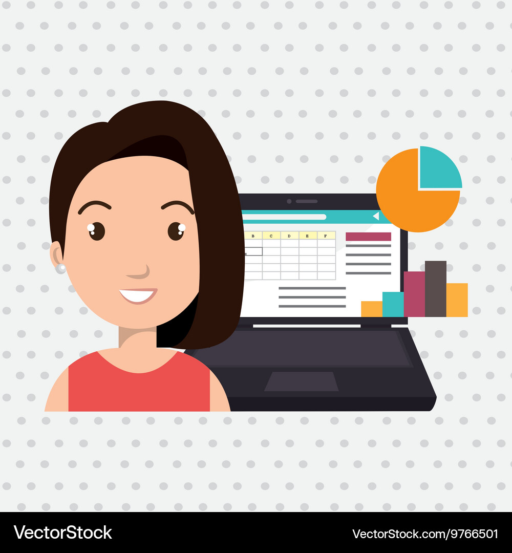 Woman with pc isolated icon design Royalty Free Vector Image