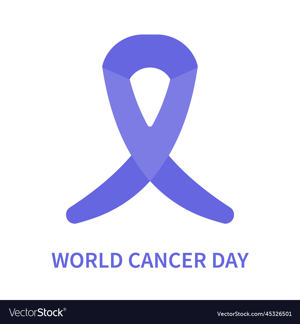 World Cancer Day Purple Ribbon For Awareness Vector Image