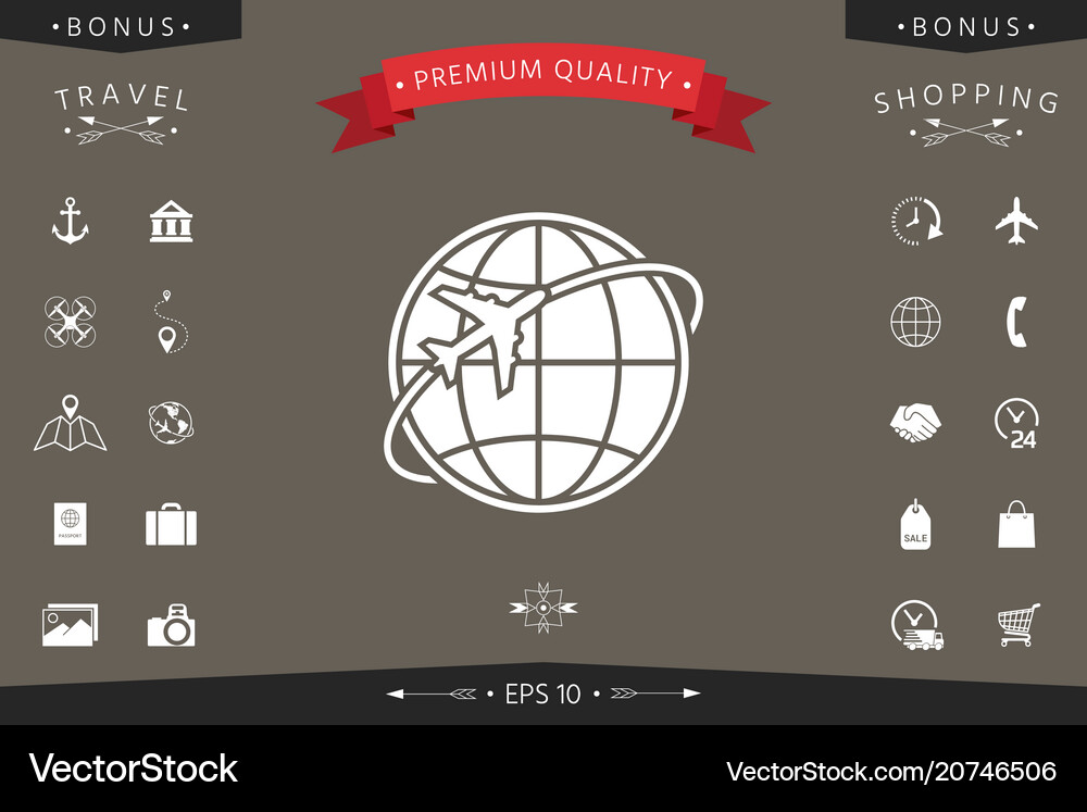 Airplane fly around the planet earth logo Vector Image