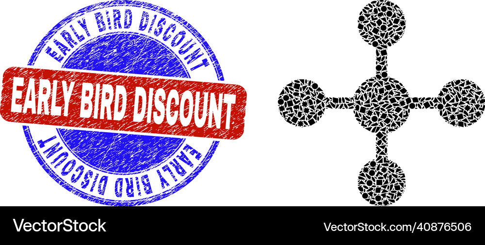 Bicolor rubber early bird discount badge Vector Image