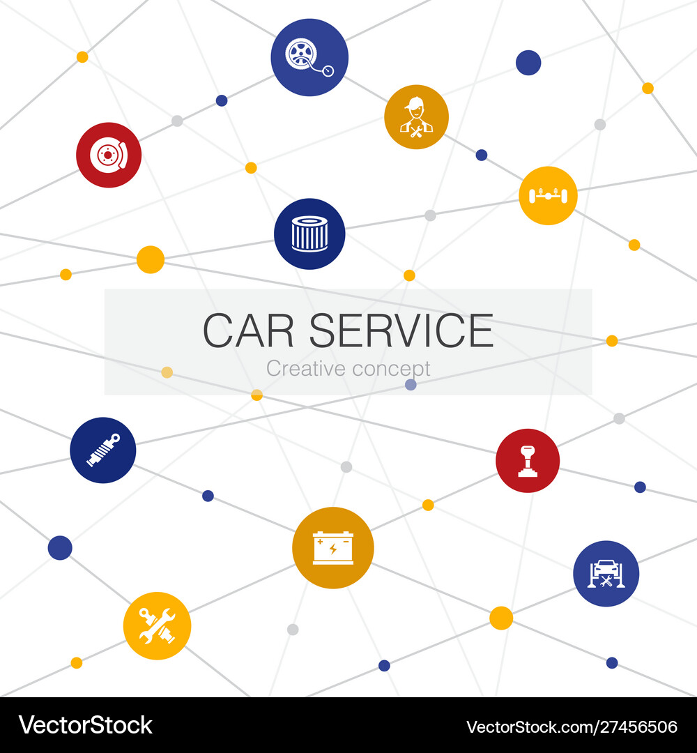Car service trendy web template with simple icons Vector Image