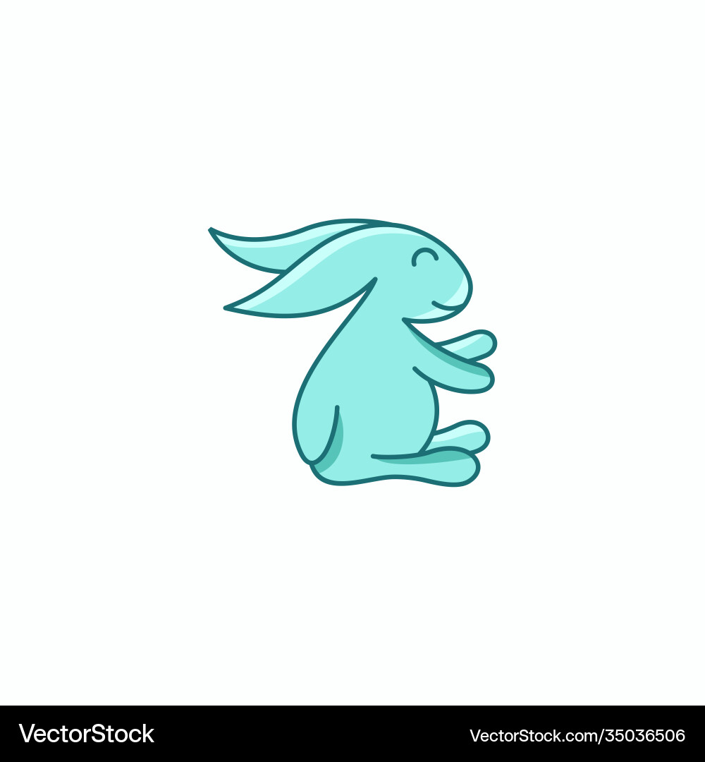 Cartoon cute blue rabbit suitable for logo design Vector Image