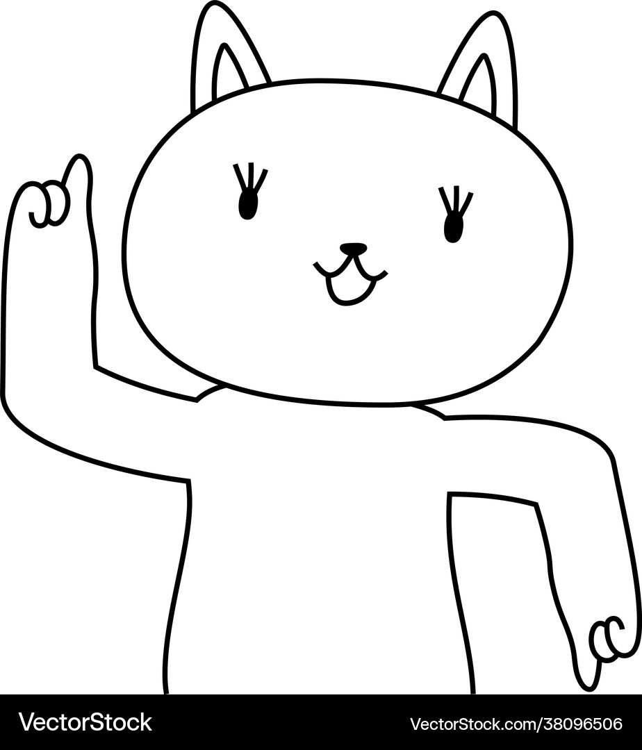 Cat outline that guides you pointing your Vector Image