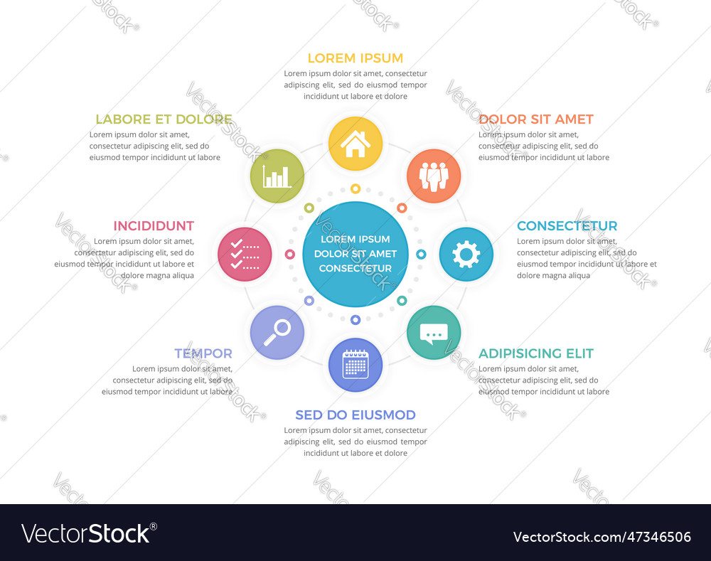 Circle diagram - eight elements Royalty Free Vector Image