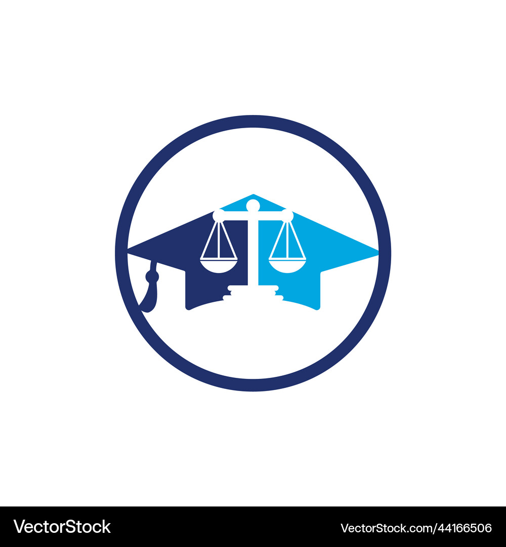 Law scale with graduation cap icon logo design Vector Image