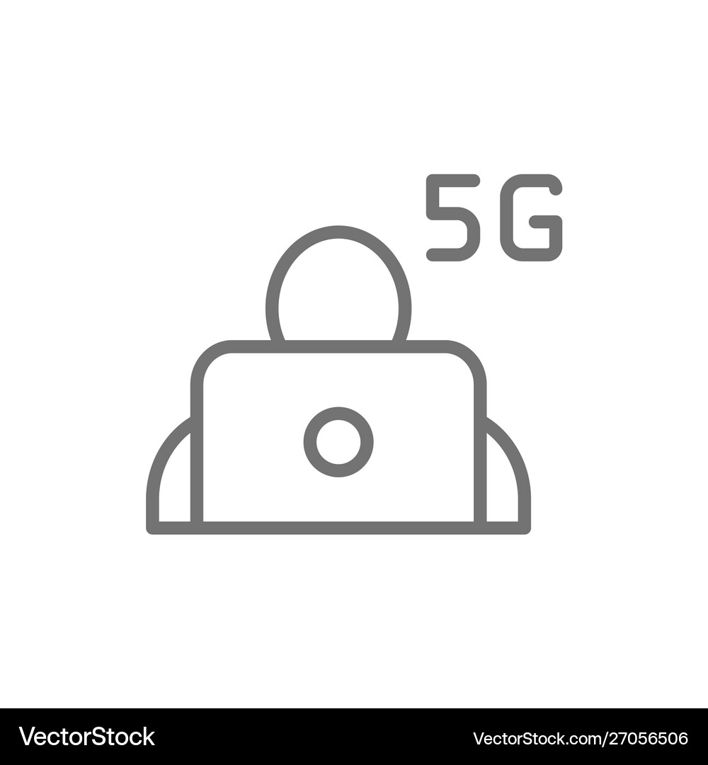 Man at laptop with 5g internet line icon Vector Image