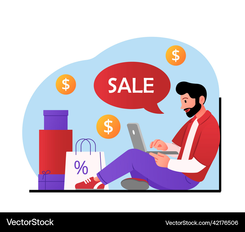 Man with shopping bags Royalty Free Vector Image