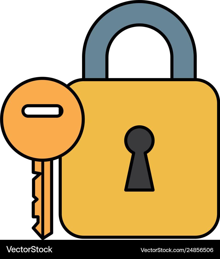 Safe secure padlock with key Royalty Free Vector Image